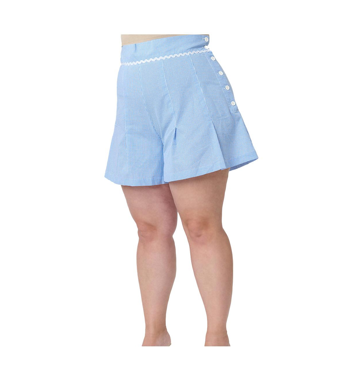 Click here for Unique Vintage Plus Size Joyce Shorts - Blue gingh... prices