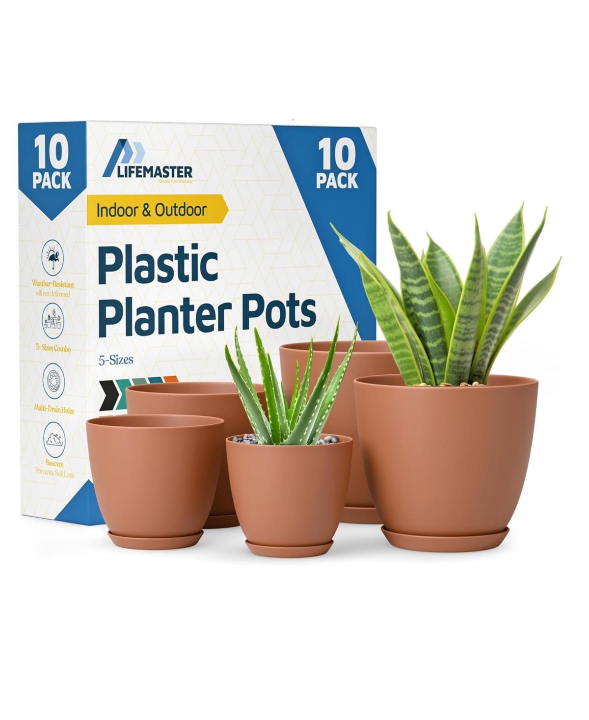 Click here for Lifemaster Terracotta plant pots 10 pack with drai... prices