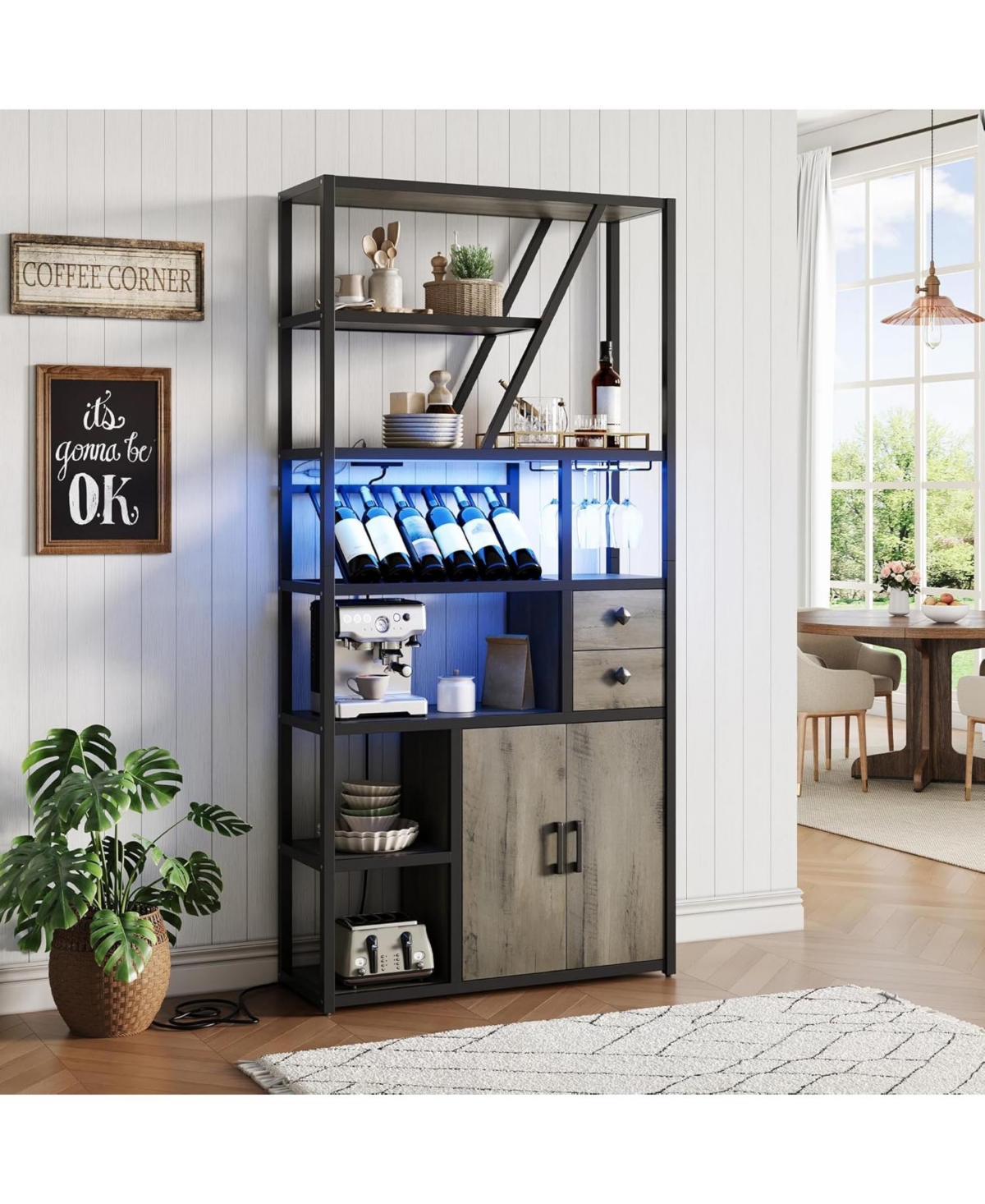 Click here for gaomon Bar Cabinet with Power Outlets  71.2"... prices