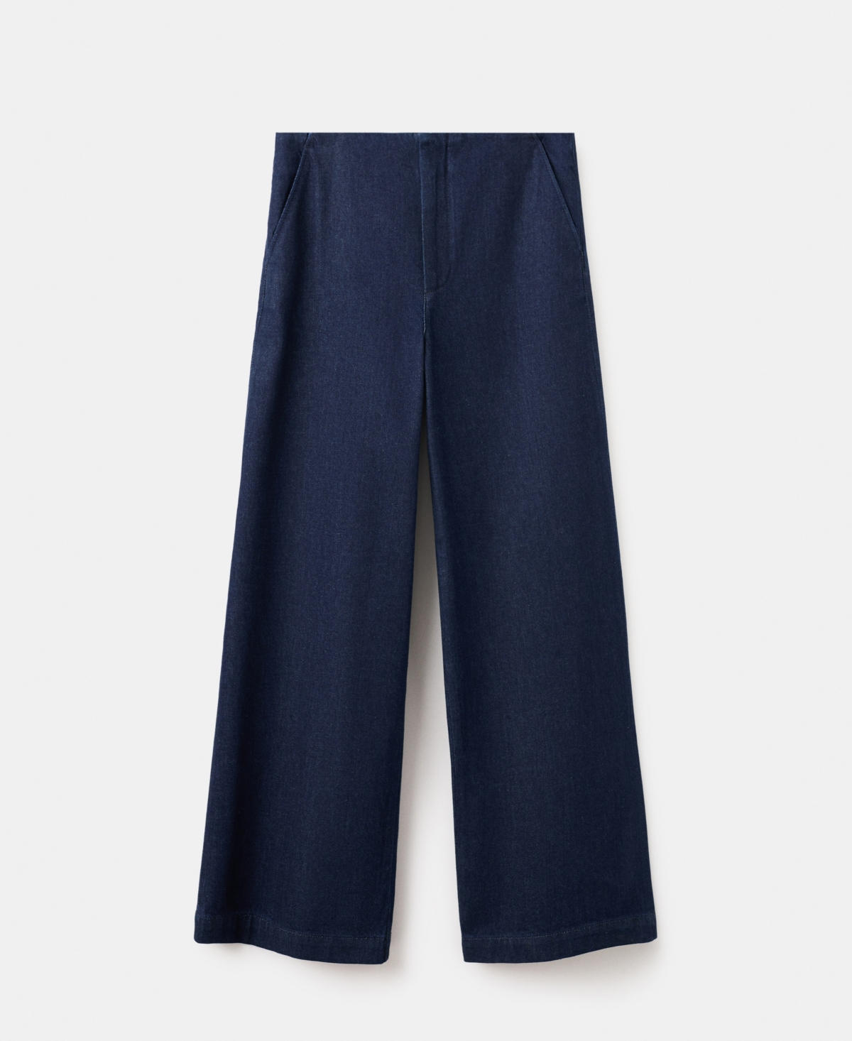 Click here for Mango Womens Wide Leg Mid-Rise Jeans - Open Blue prices