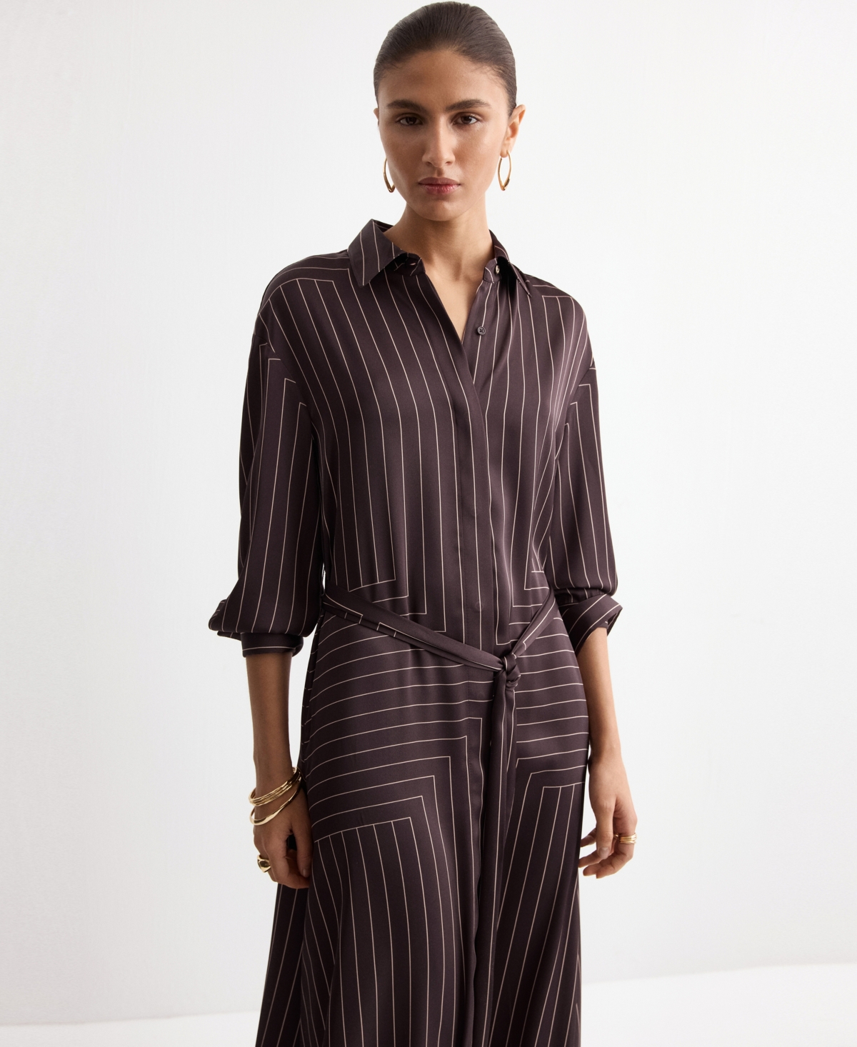 Click here for Mango Womens Printed Shirt Dress - Chocolate prices