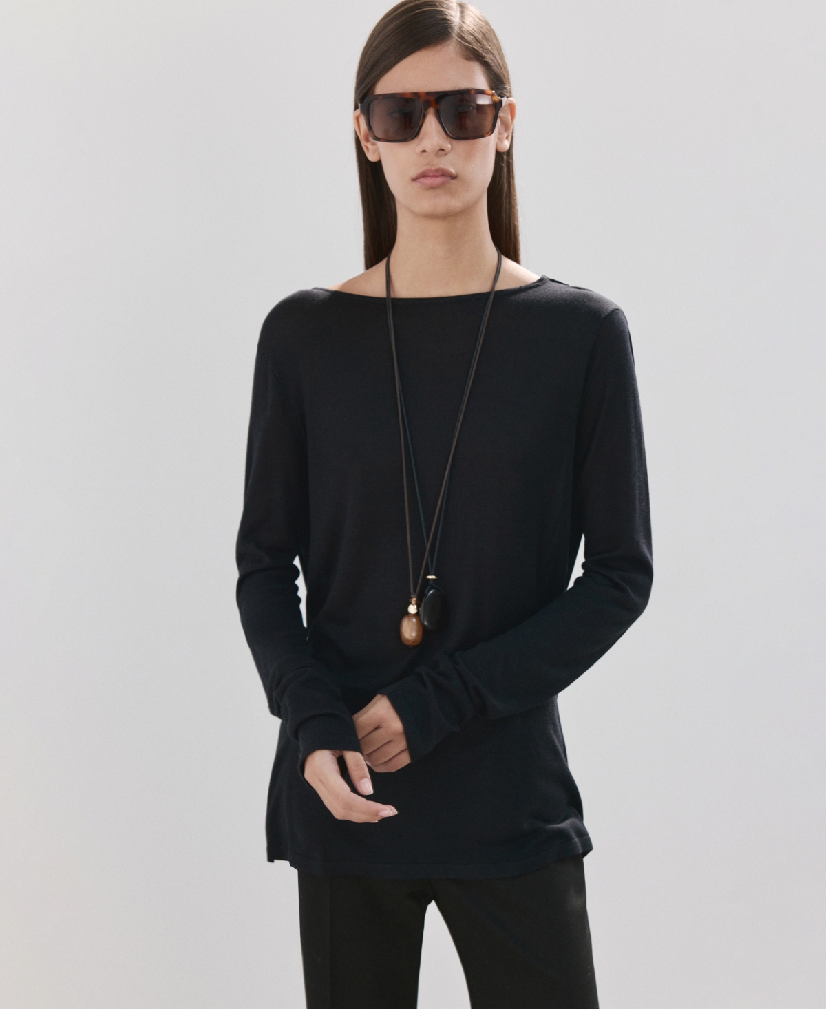 Click here for Mango Womens Draped Back Knit Sweater - Black prices