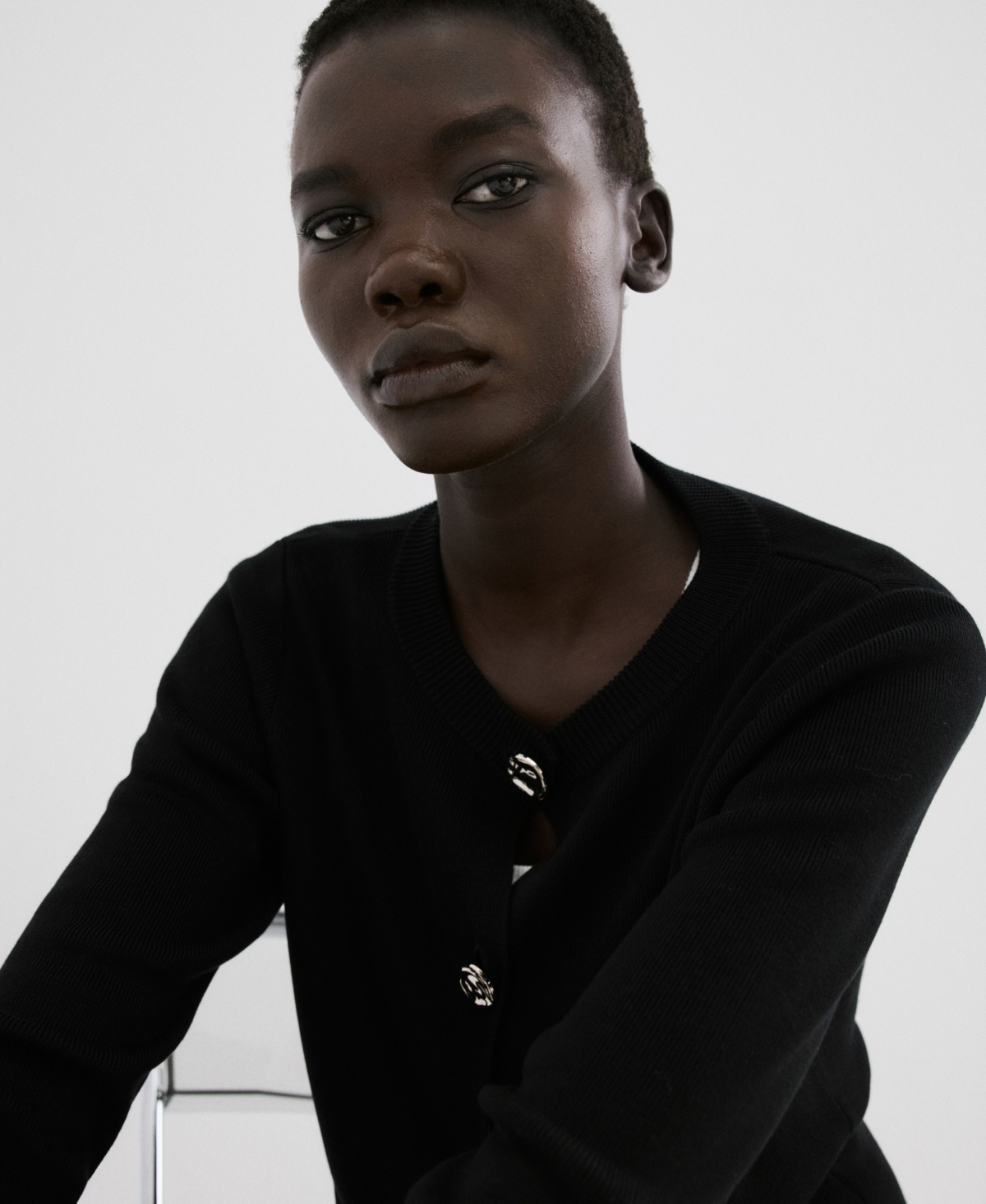 Click here for Mango Womens Jewel Button Knitted Cardigan - Black prices