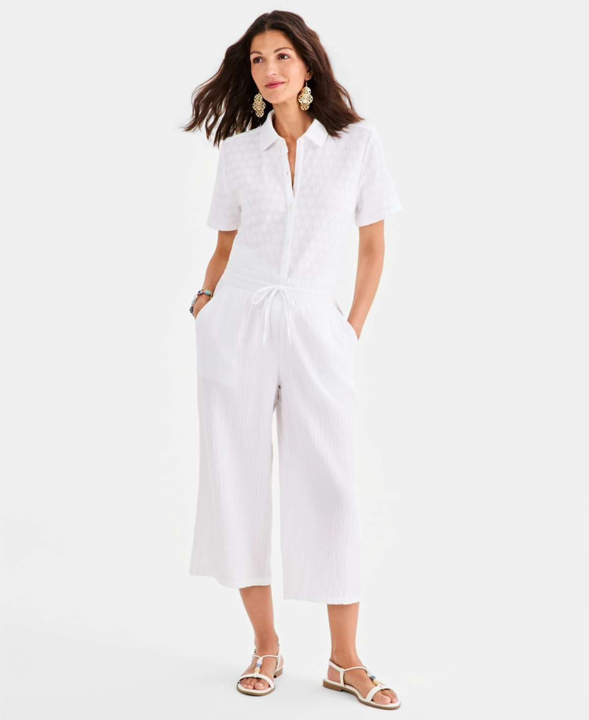 Click here for Style & Co Womens Cotton Gauze Pull-On Capri Pants... prices