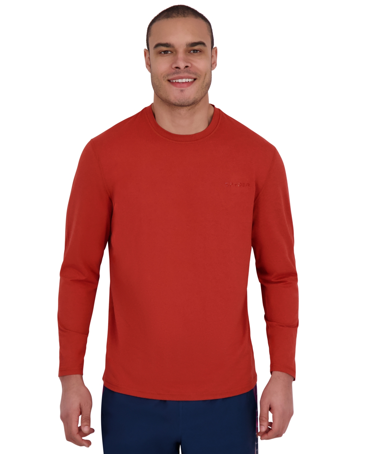 Click here for Spyder Mens Long-Sleeve Crewneck Rashguard - Red O... prices