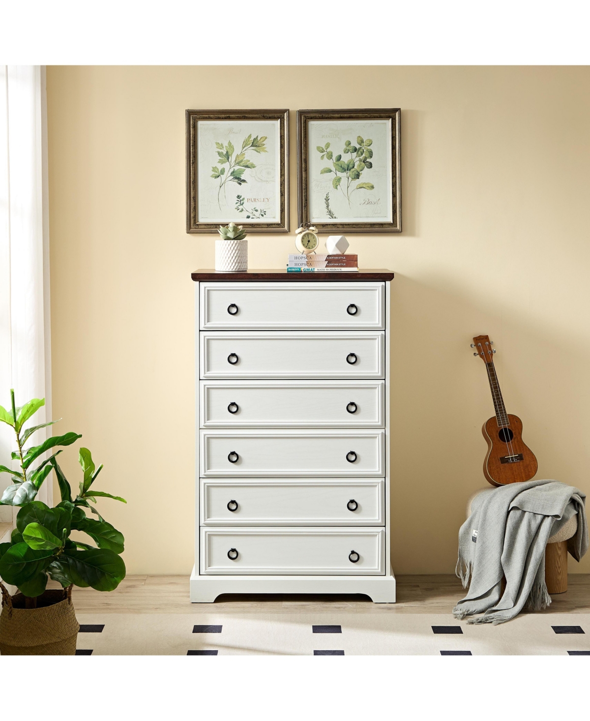 Click here for flynama Modern 6 Drawer Dresser Tall Chest for Bed... prices
