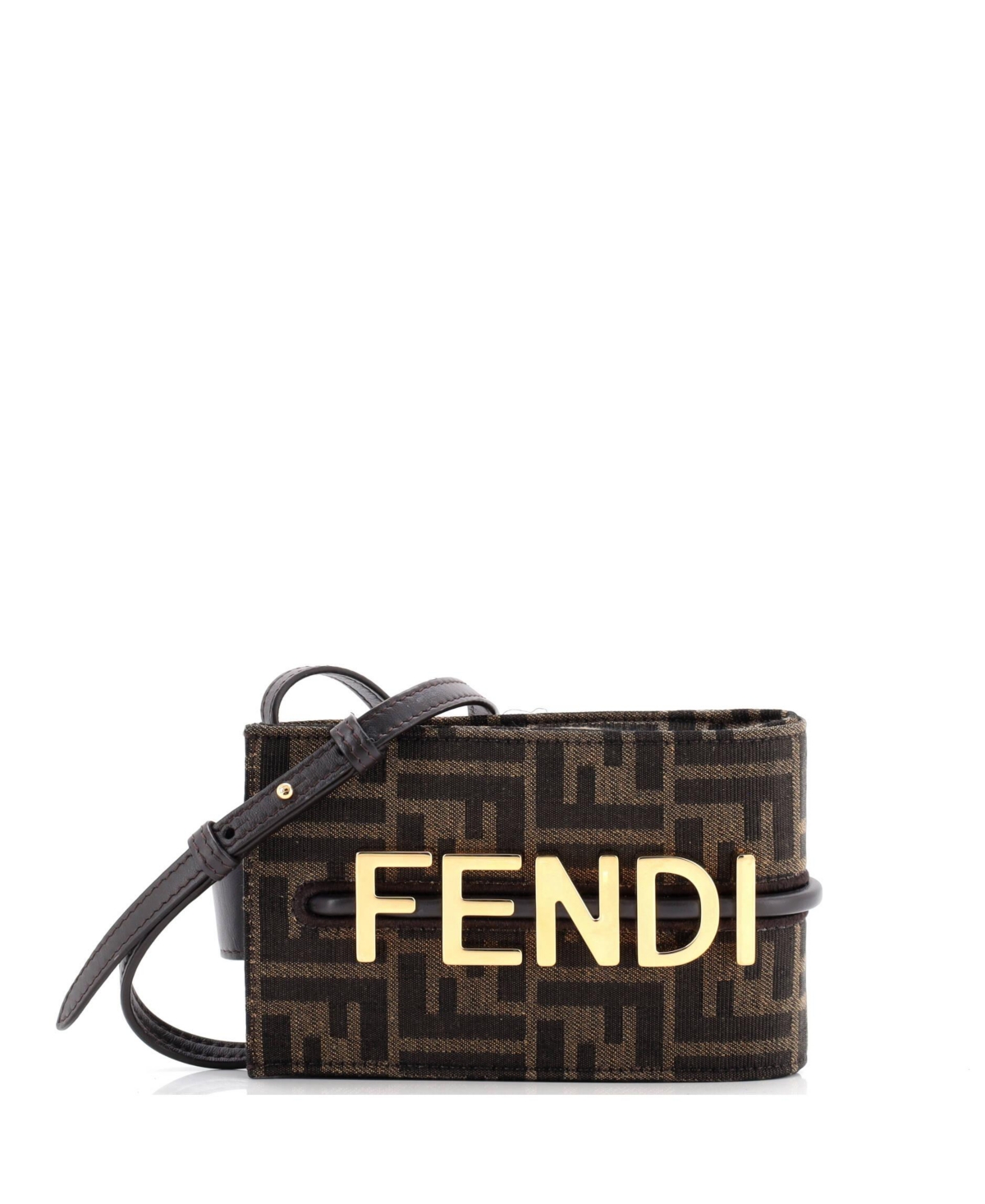 Click here for Pre-Owned Fendi Logo Phone Holder Bag Zucca Canvas... prices