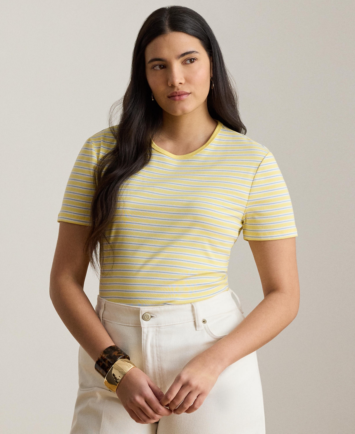 Click here for Lauren Ralph Lauren Plus Size Striped Rib-Knit Str... prices