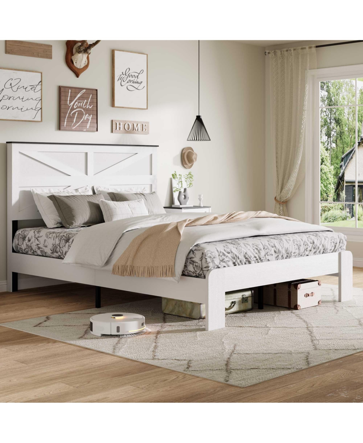 Click here for flynama Bed Frame Wood Platform Bed Large Underbed... prices