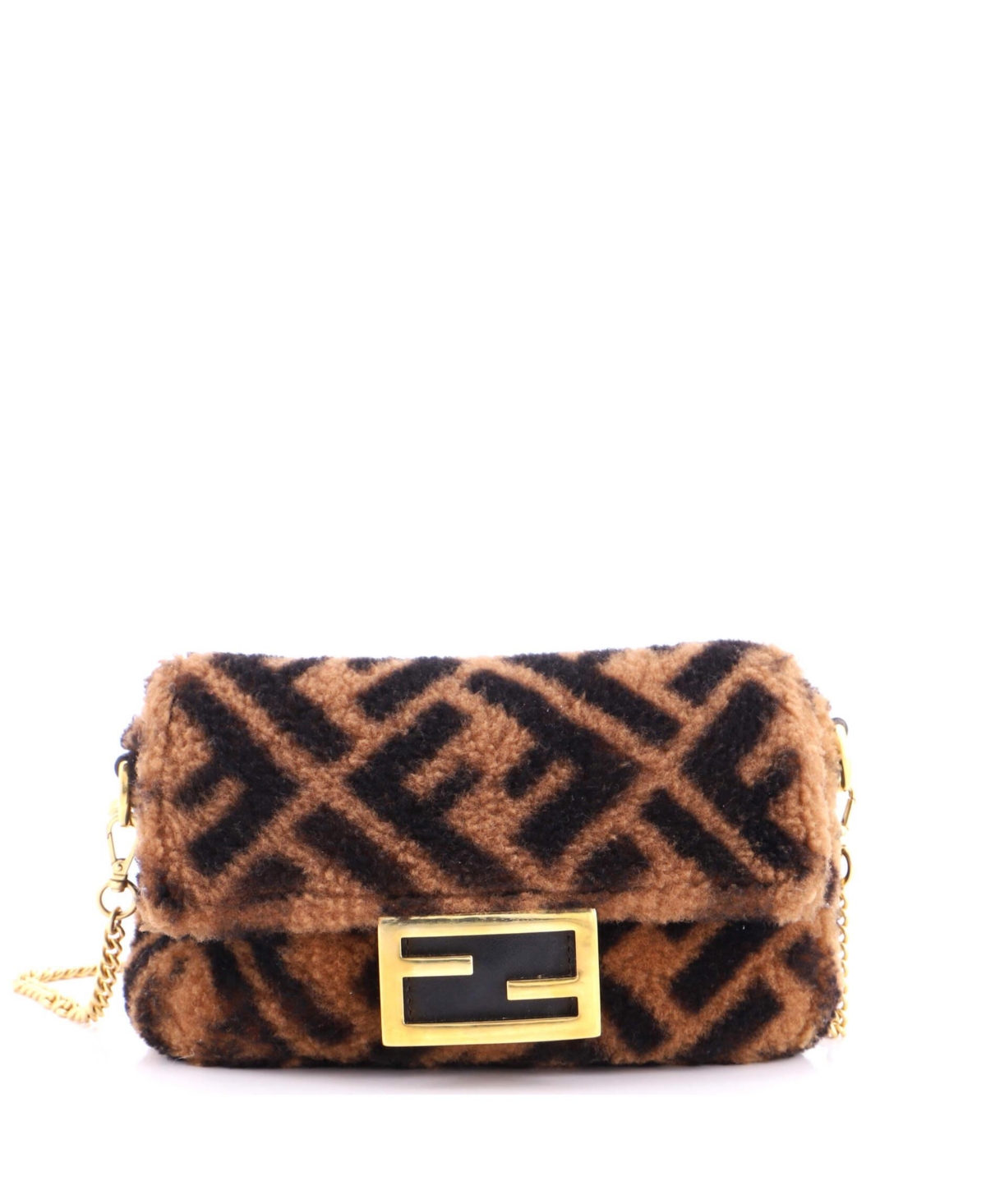 Click here for Pre-Owned Fendi Mini Baguette Nm Bag Zucca Shearli... prices