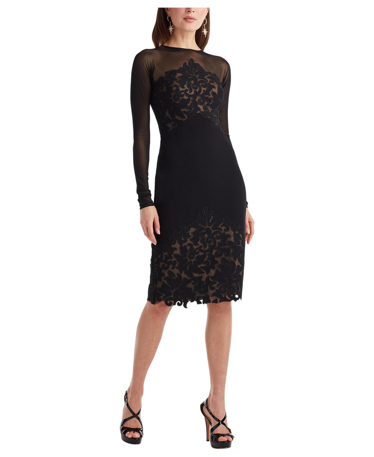 Click here for Tadashi Shoji Womens Calia Laser-Cut Crepe Dress -... prices