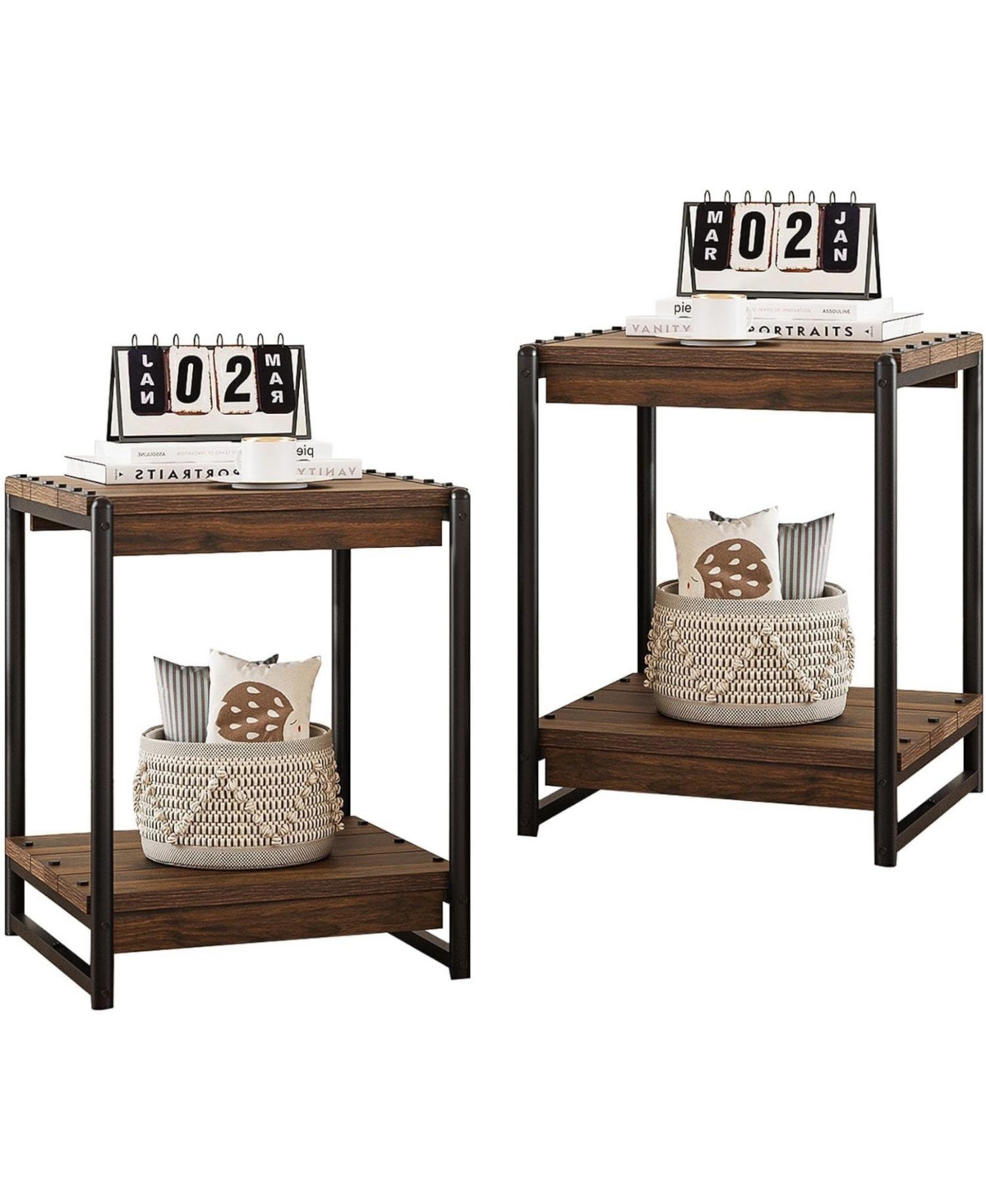 Click here for gaomon 2Pcs Wood Square Side End Table with 2 Tier... prices