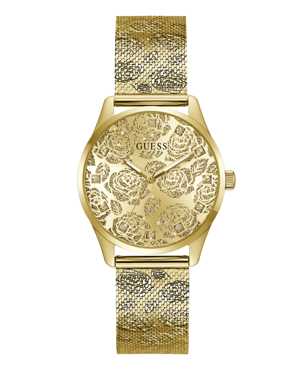 Click here for Guess Womens Quartz Gold-Tone Stainless Steel Anal... prices