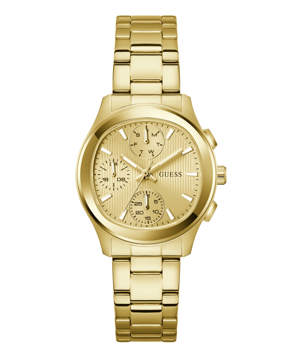 Click here for Guess Womens Quartz Gold-Tone Stainless Steel Watc... prices