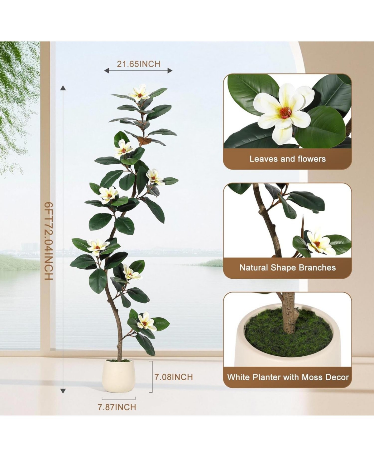 Click here for 6 ft Artificial Rubber Tree in White Planter Faux... prices