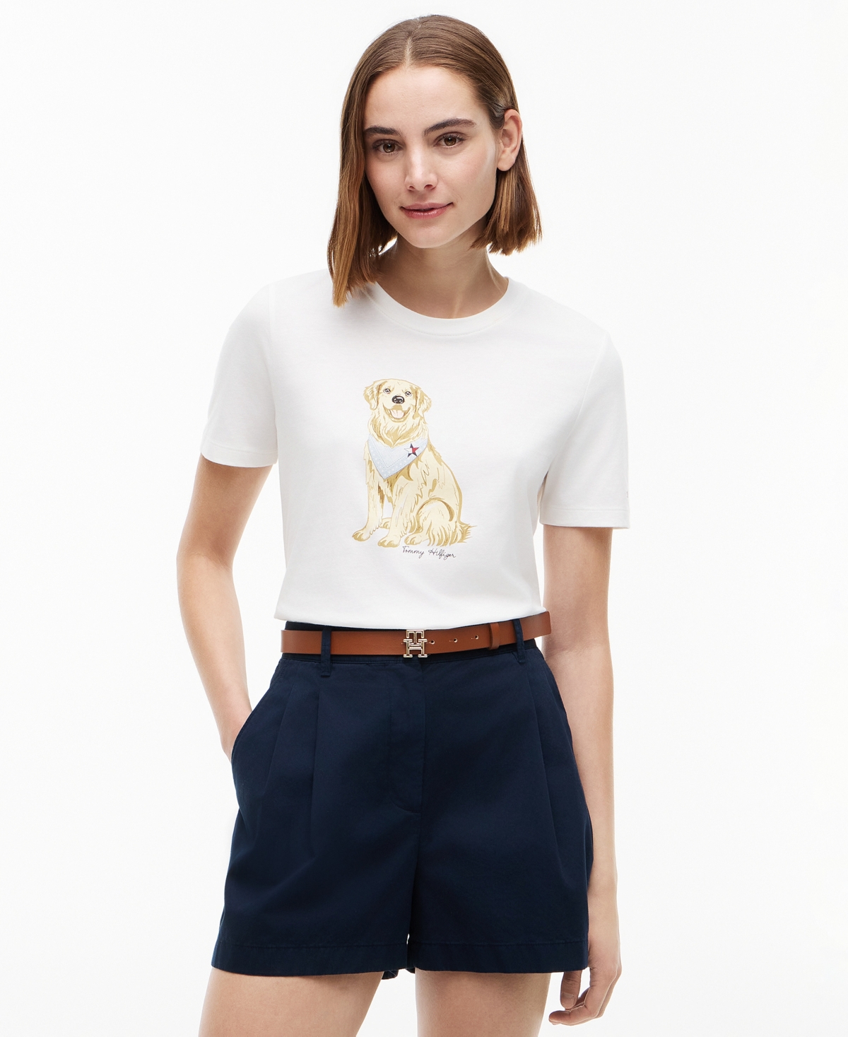 Click here for Tommy Hilfiger Womens Dog Graphic Crewneck T-Shirt... prices
