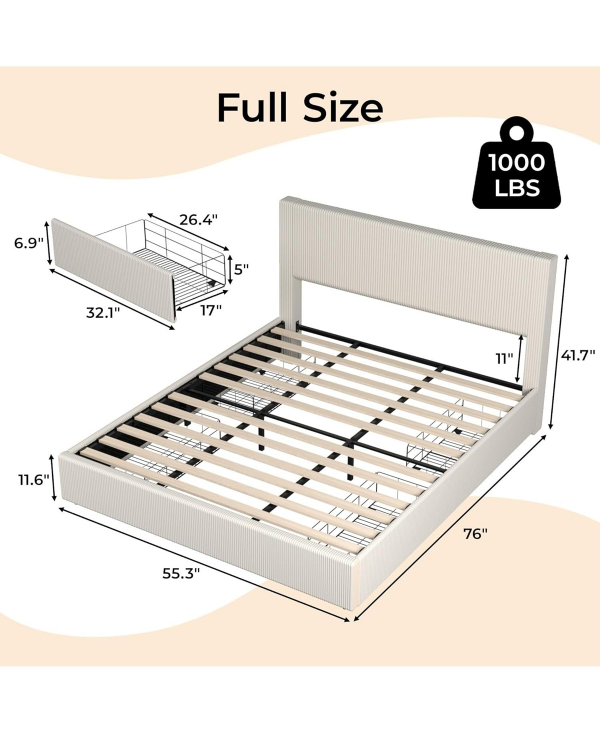 Click here for gaomon Full Platform Bed Frame Tall Tufted Wingbac... prices