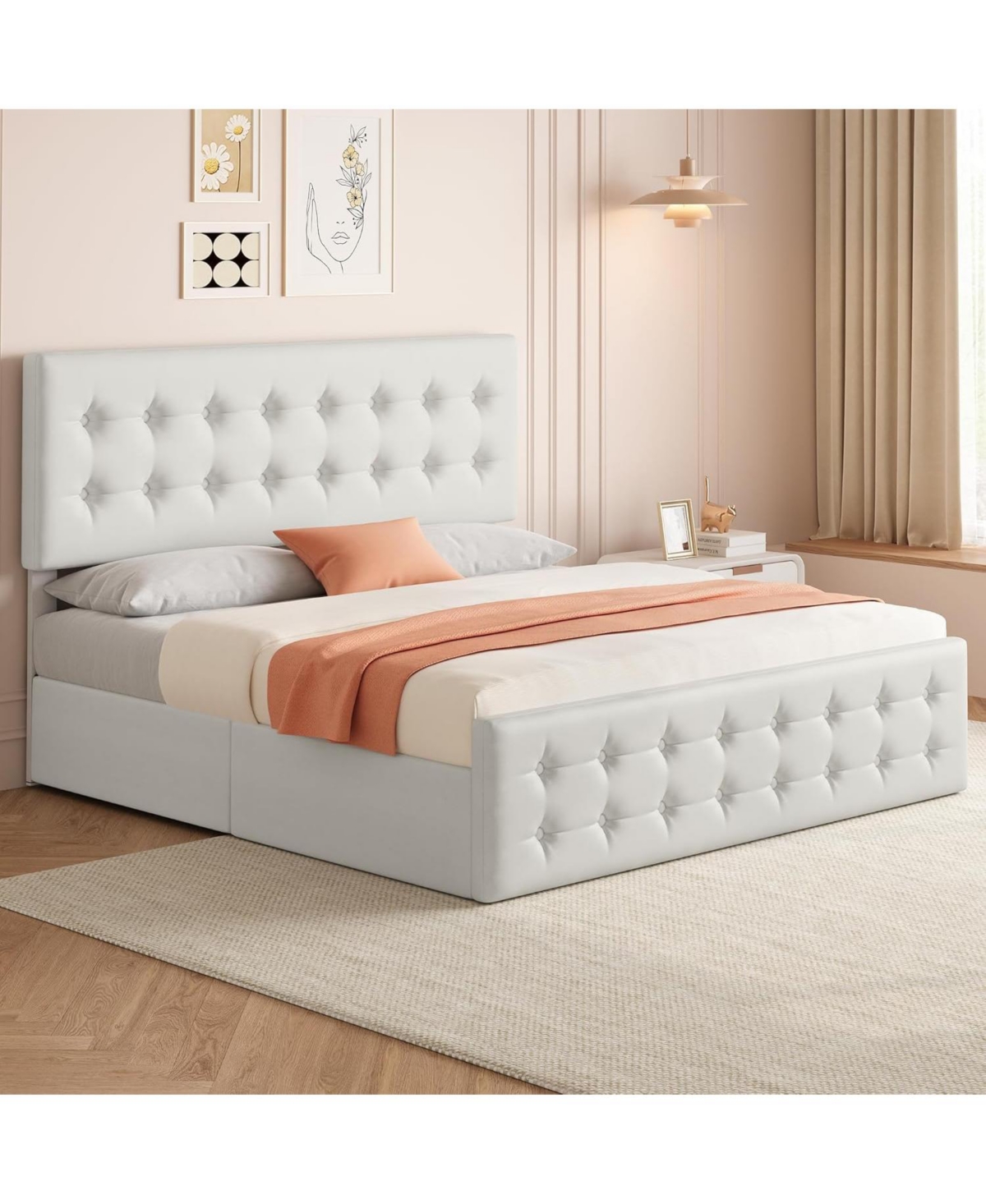 Click here for gaomon Platform Bed Frame with 4 Drawers  Upholste... prices