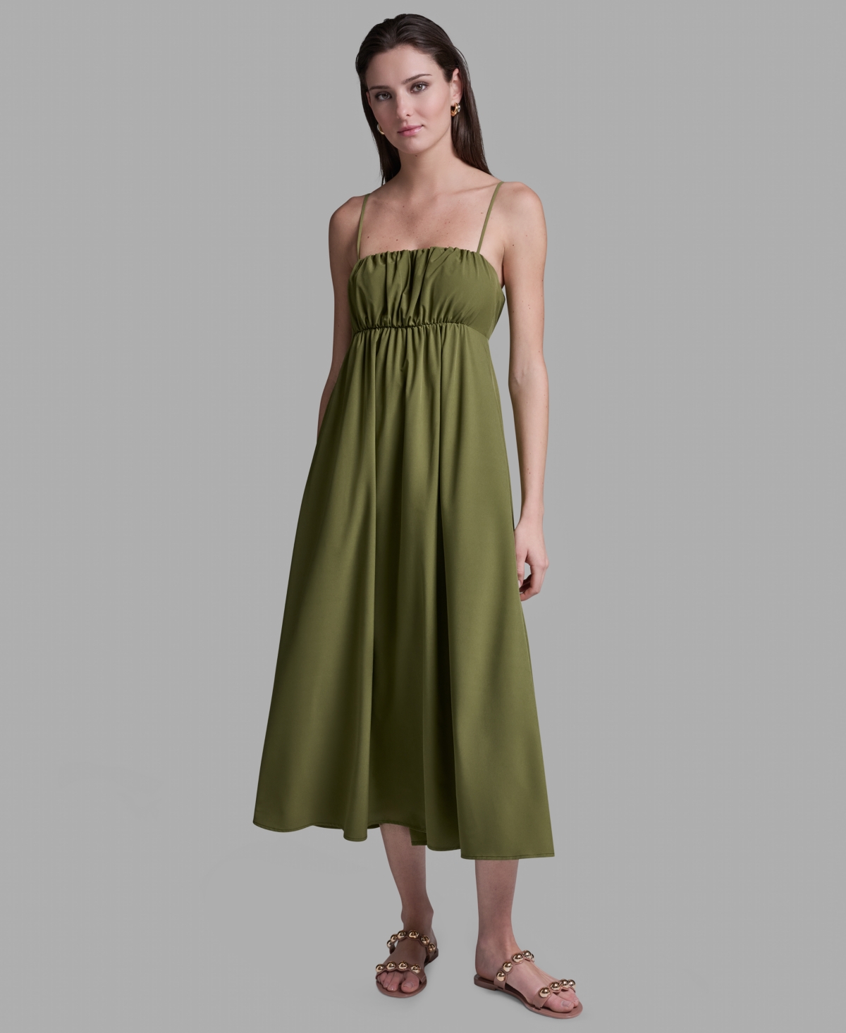 Click here for Bcbg Womens Square Neck Midi Dress - Olive branch prices