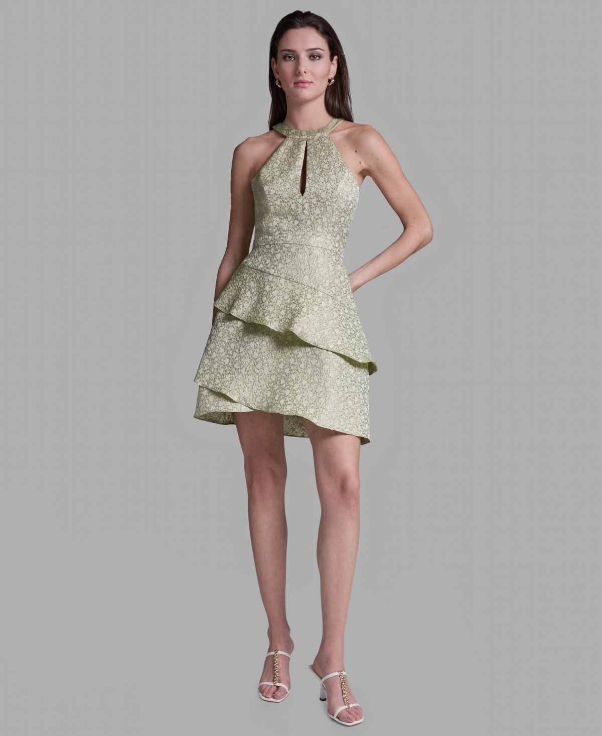 Click here for Bcbg Womens Metallic Halter Neck Fit & Flare Dress... prices