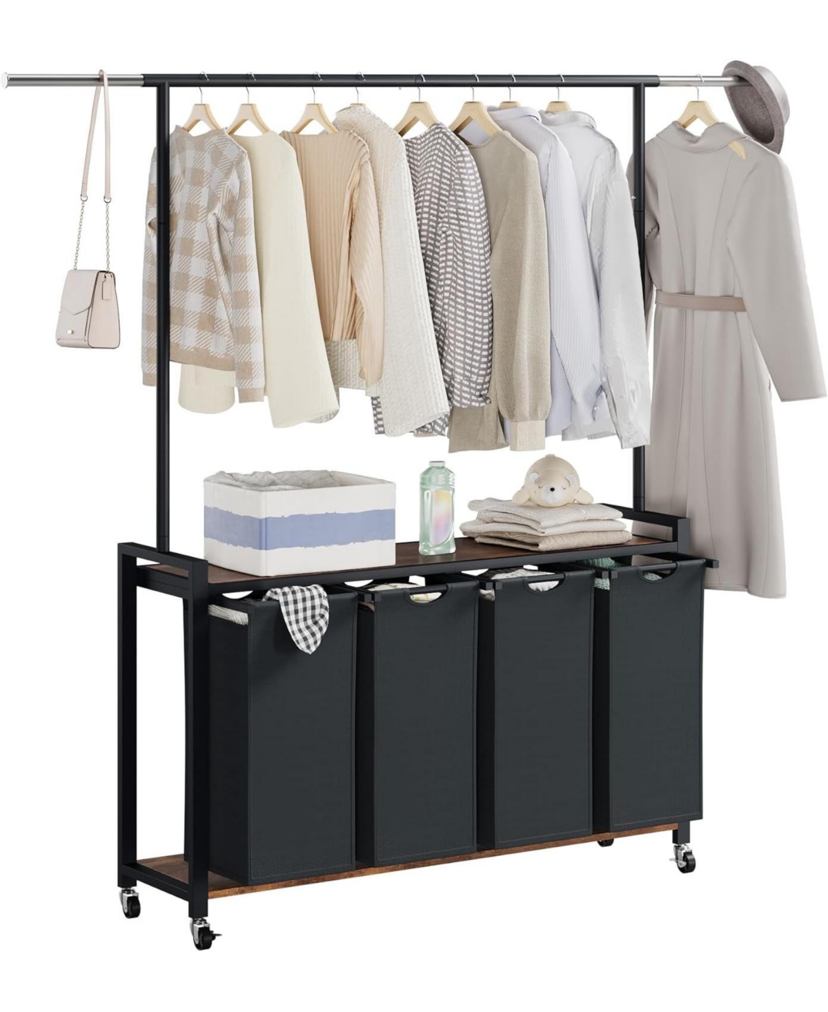 Click here for Gaomon Rolling Laundry Sorter Hamper 4 Section Bas... prices