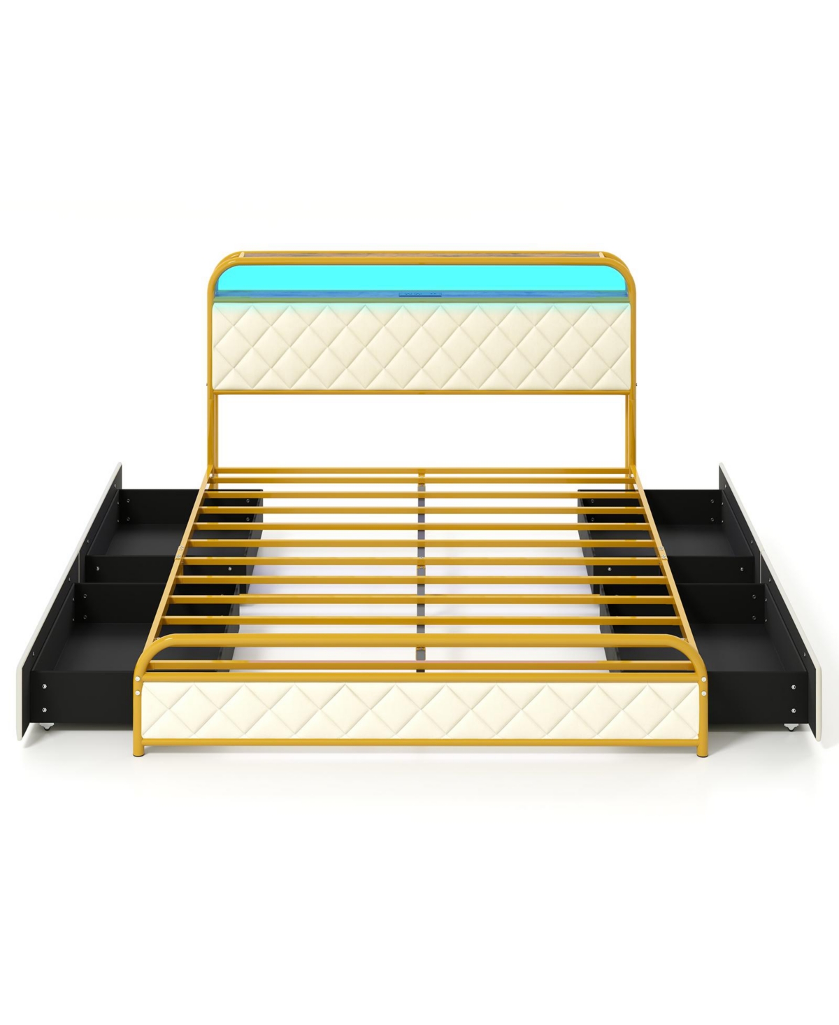 Click here for Sugift Platform Bed Frame with Led Lights and Char... prices