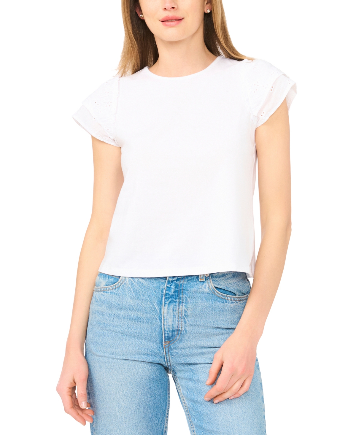 Click here for CeCe Womens Crewneck Cotton Knit T-Shirt - Ultra W... prices