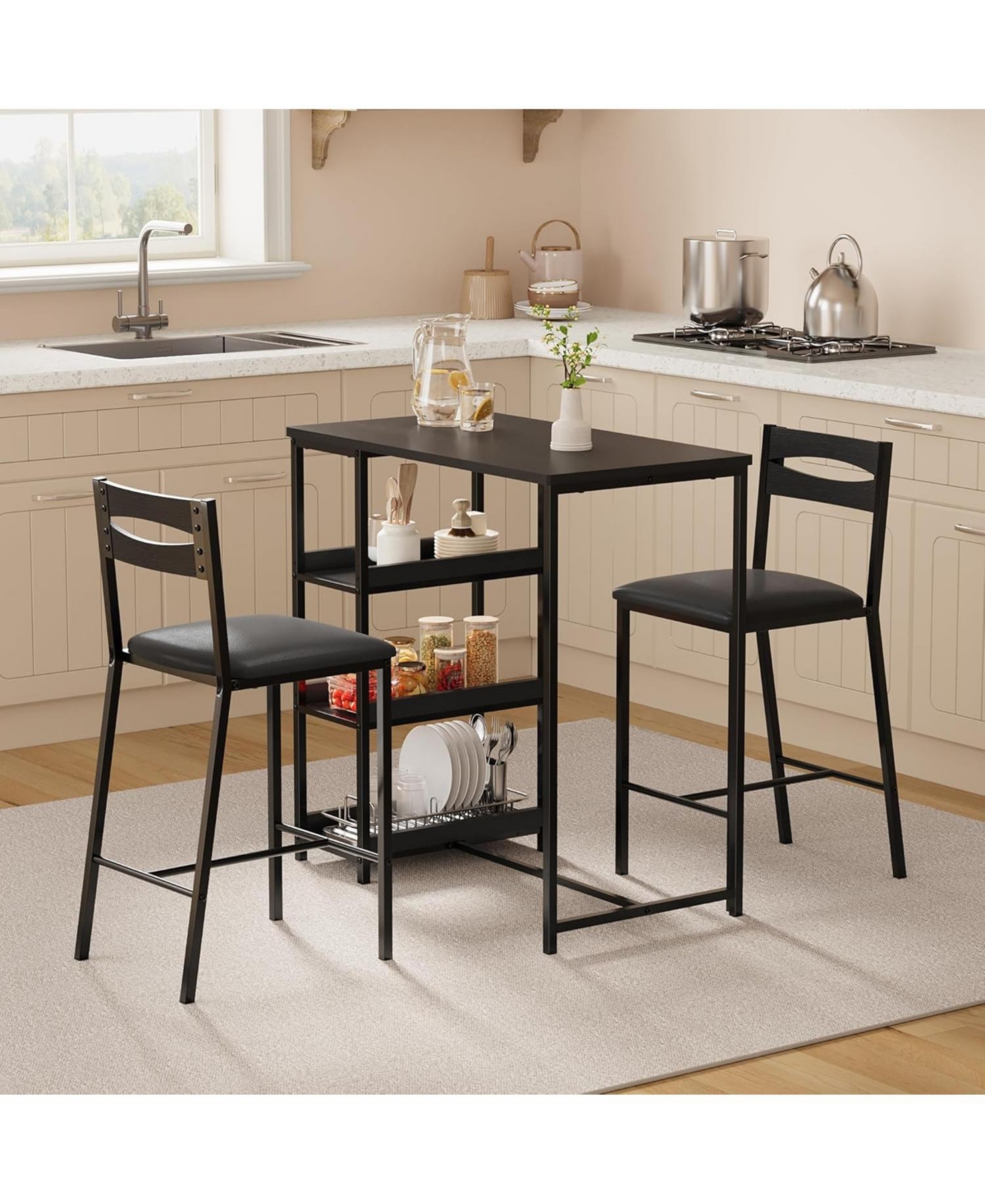 Click here for gaomon 3-Piece Counter Height Dining Table Set  St... prices