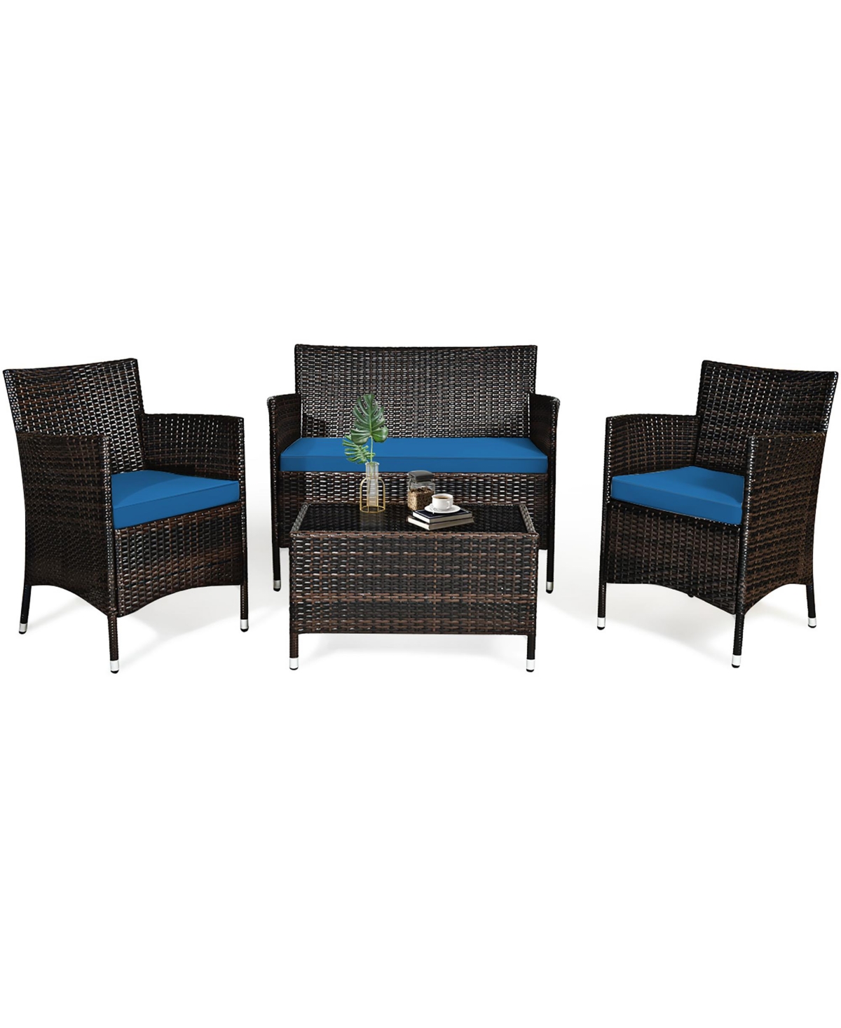 Click here for Gymax Set of 4 Outdoor Patio Rattan Conversation F... prices
