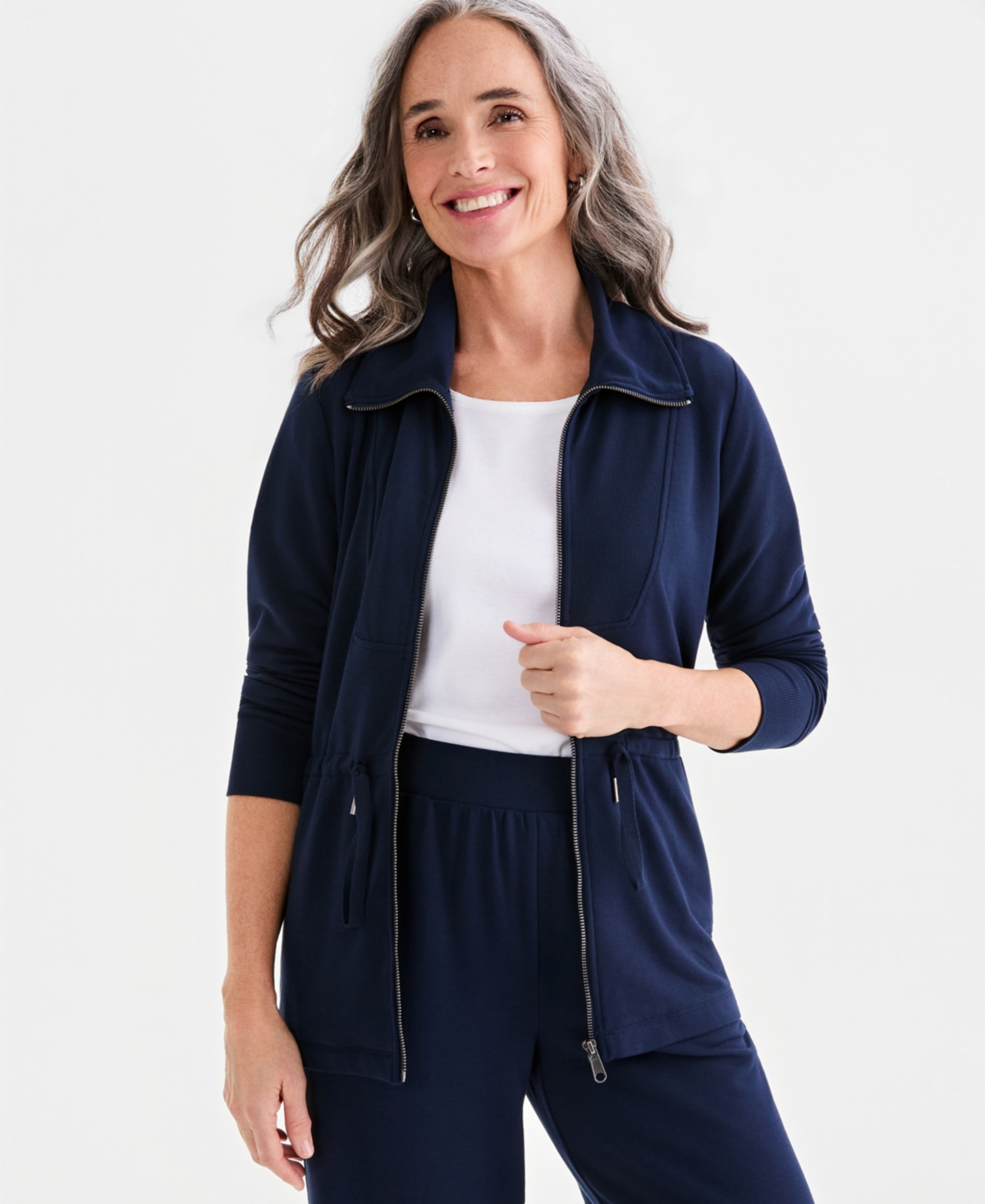 Click here for Style & Co Womens LuxLounge French Terry Zip Jacke... prices
