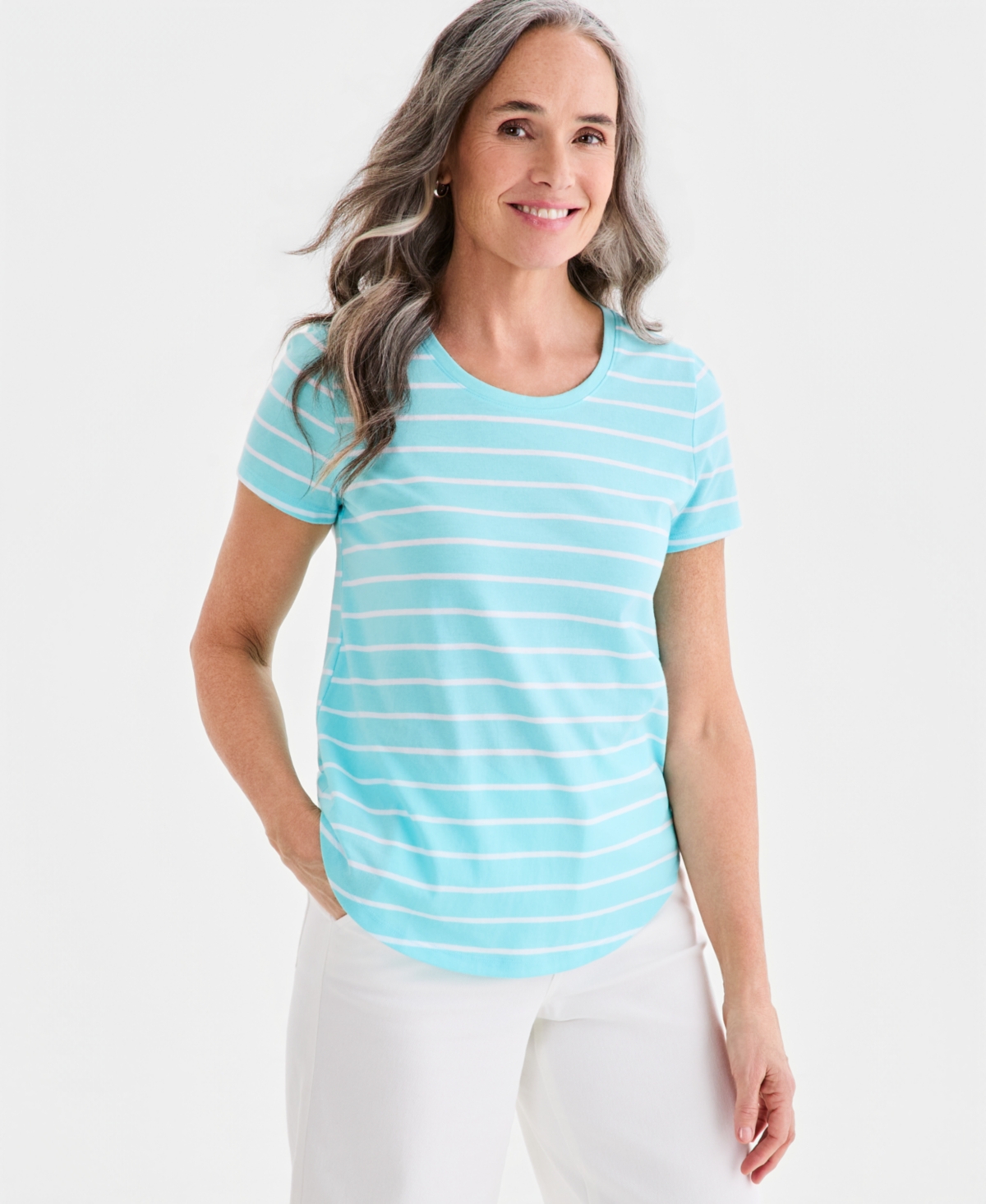 Click here for Style & Co Womens Printed Short-Sleeve Crewneck T-... prices