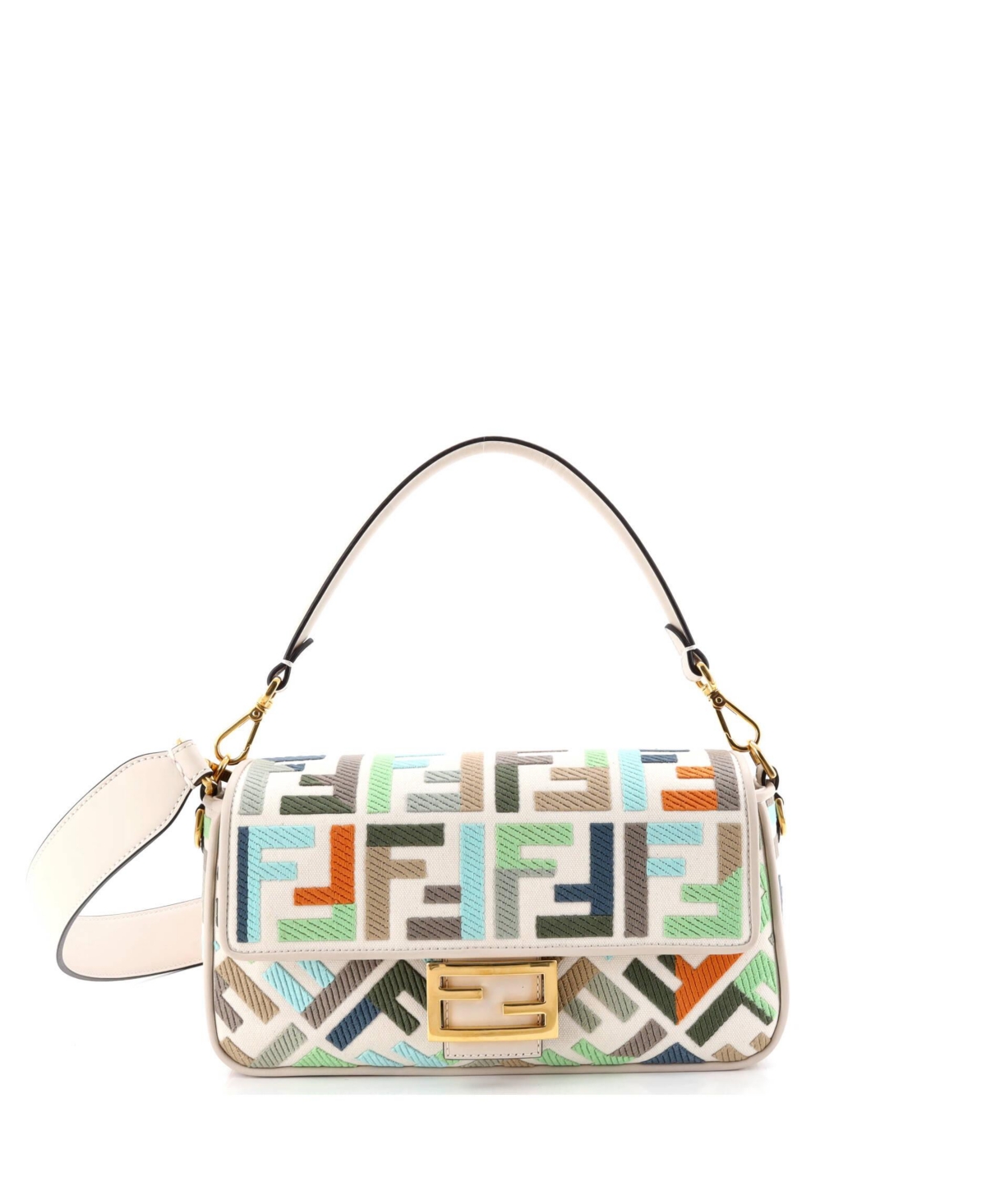 Click here for Pre-Owned Fendi Medium Baguette Nm Bag Zucca Embro... prices