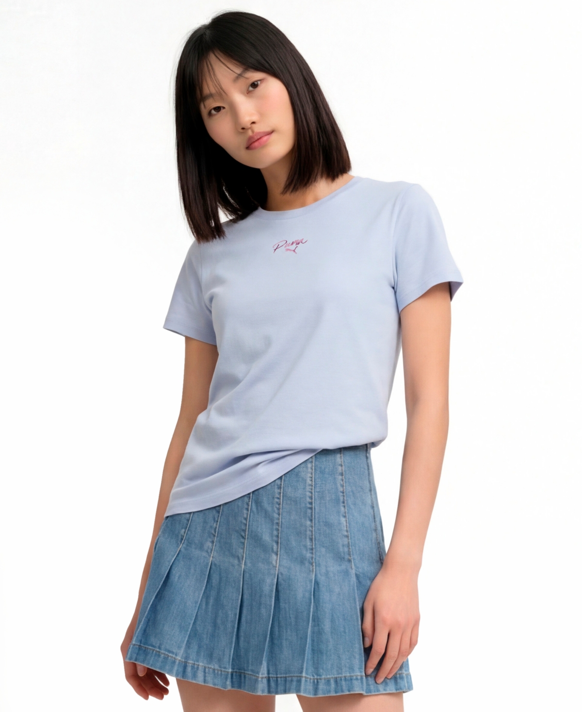 Click here for Puma Womens Script Graphic T-Shirt - Mountain Blue prices