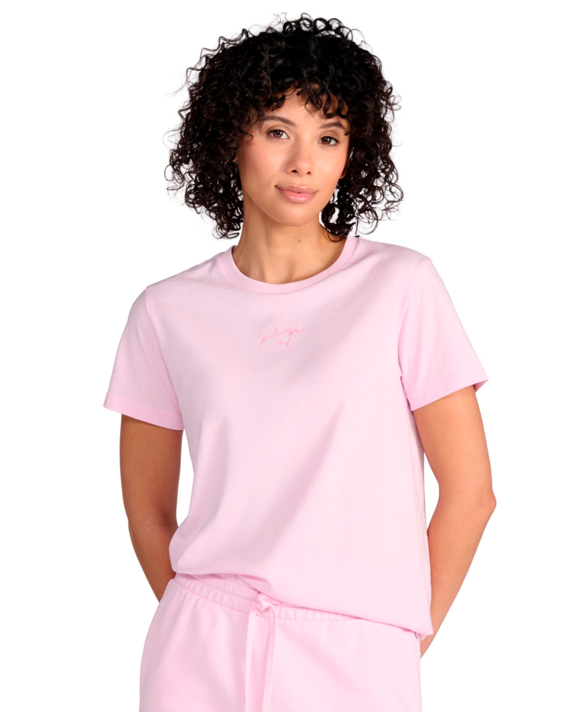 Click here for Puma Womens Script Graphic T-Shirt - Pearl Pink prices