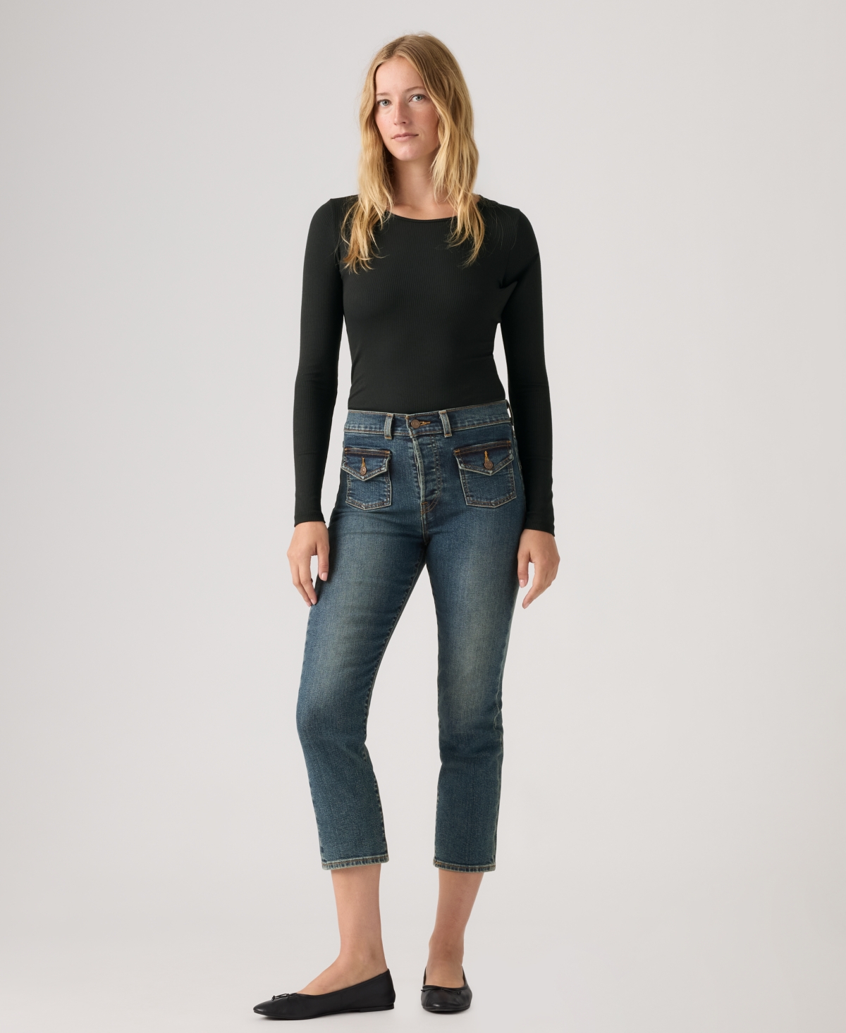 Click here for Levis Womens Wedgie Flap Pocket High Rise Cropped... prices