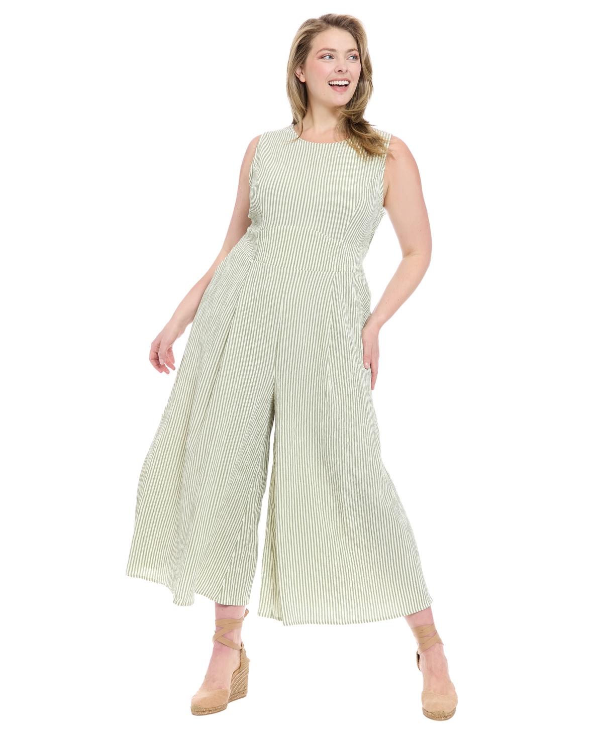 Click here for London Times Plus Size Sleeveless Crewneck Jumpsui... prices