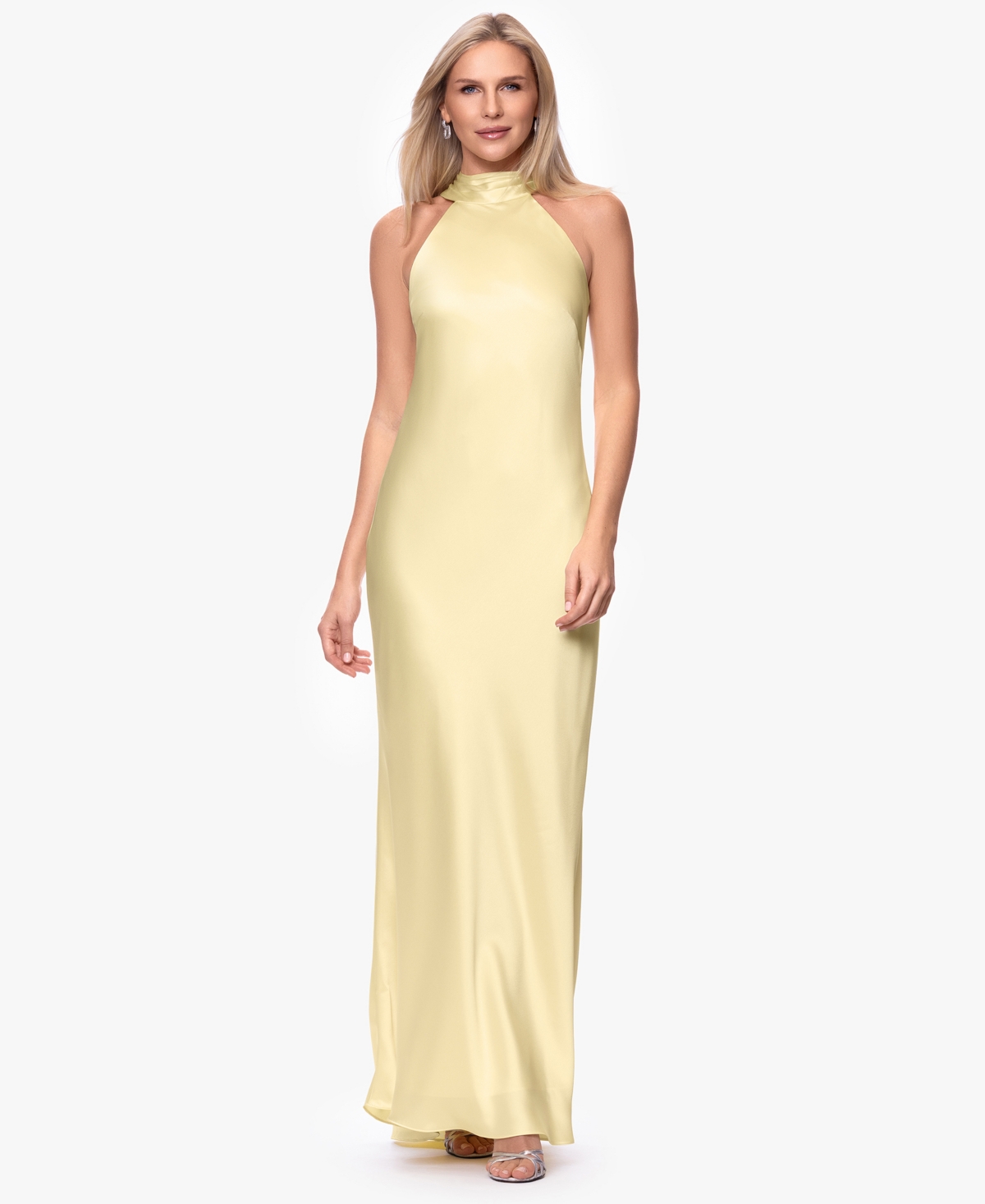 Click here for Xscape Petite Sleeveless Tie-Neck Long Gown - Butt... prices