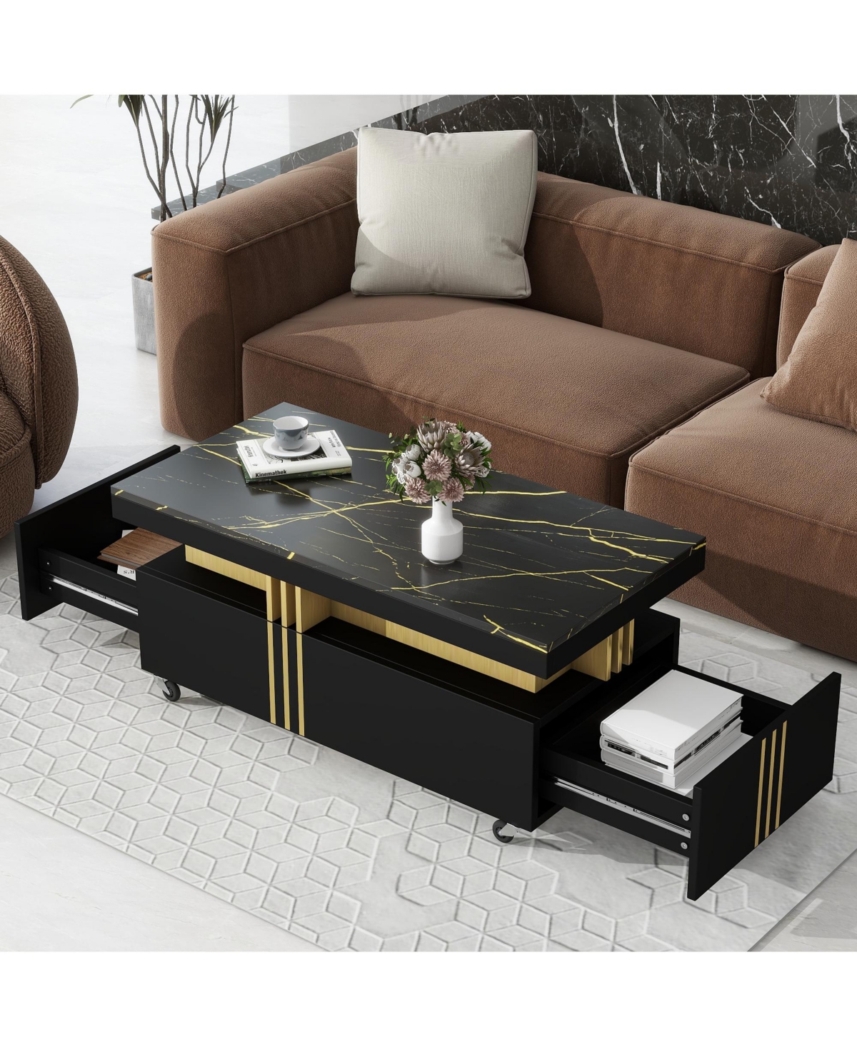 Click here for Rainsken Coffee Table with Faux Marble Top  Rectan... prices
