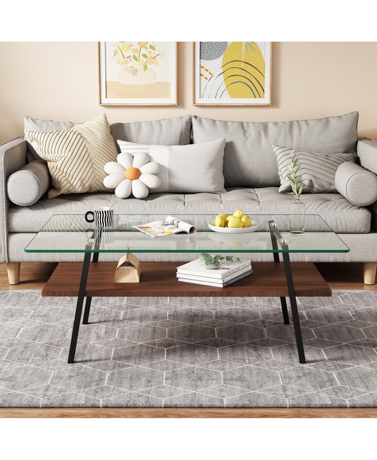 Click here for Rainsken Rectangle Coffee Table  2 Tier Center Tab... prices