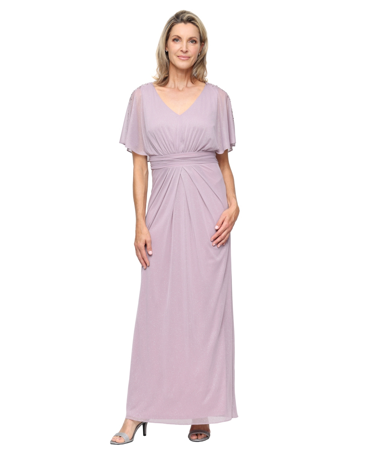 Click here for Sl Fashions Womens V-Neck Ball Gown - Mauve prices