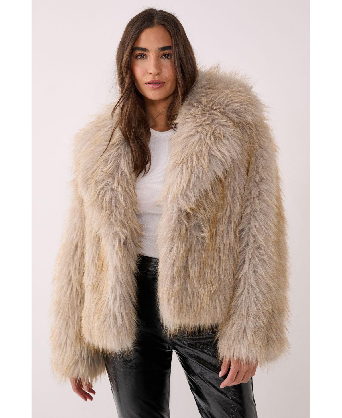 Click here for Nasty Gal Womens Faux Fur Collared Cropped Coat -... prices