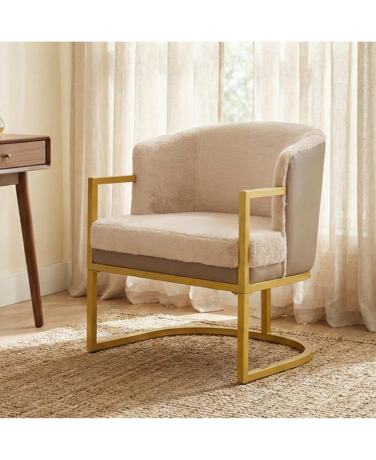 Click here for Rainsken Accent Chair  Upholstered Faux Rabbit Fur... prices