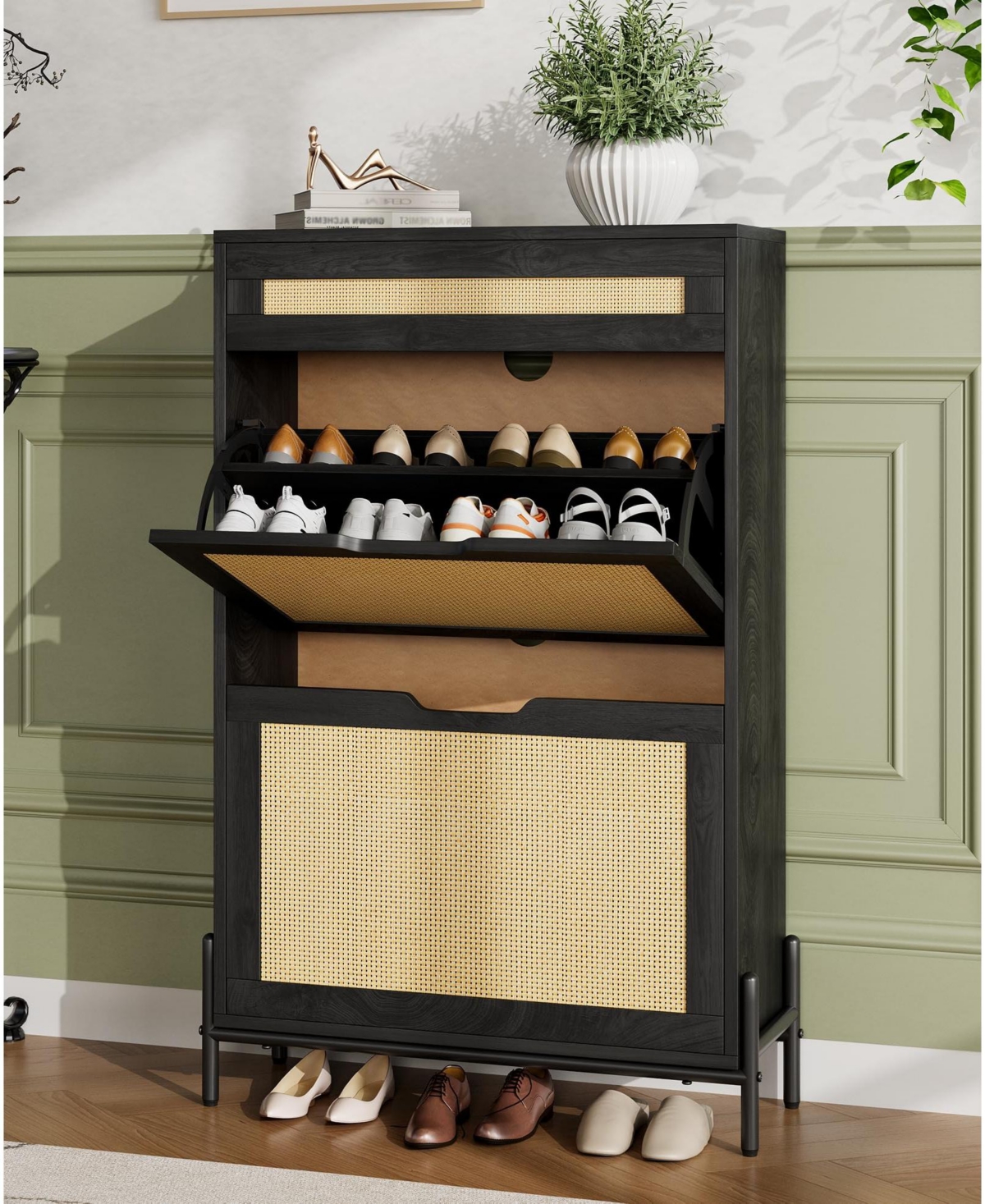 Click here for Homfan Rattan Shoe Cabinet Storage with 2 Flip Dra... prices