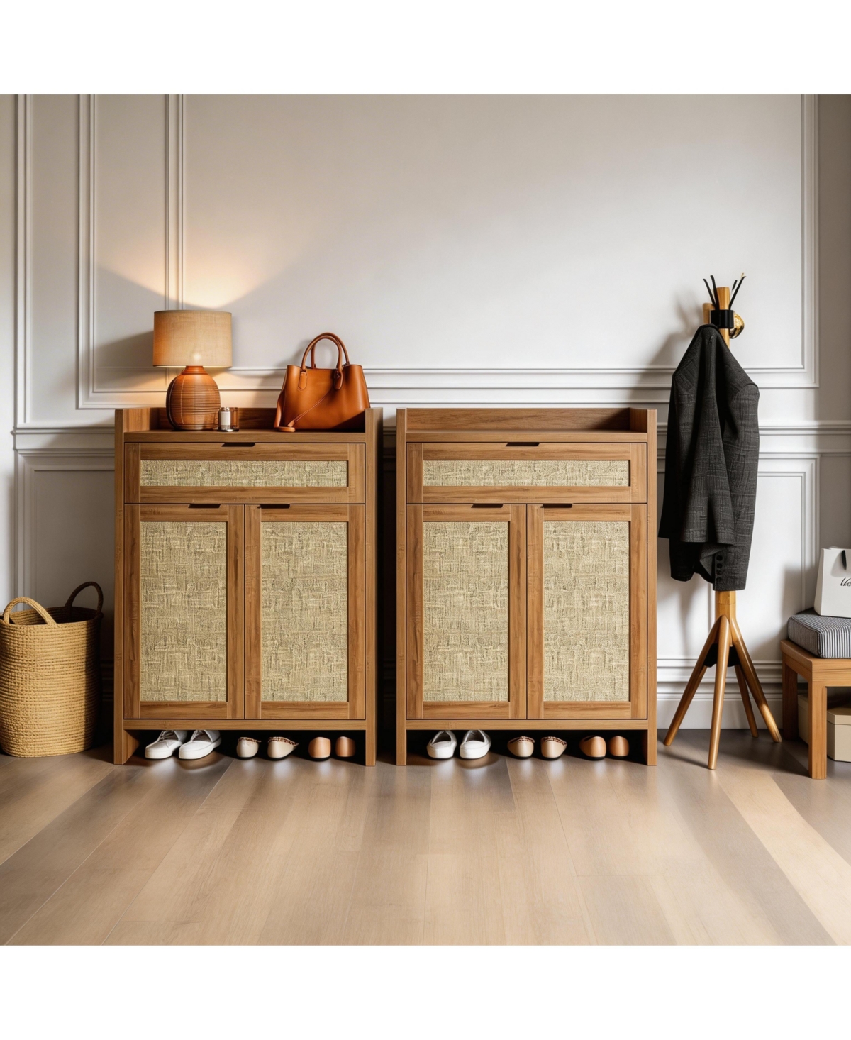 Click here for Homfan 2Pcs Modern Rattan Shoe Cabinet With Storag... prices