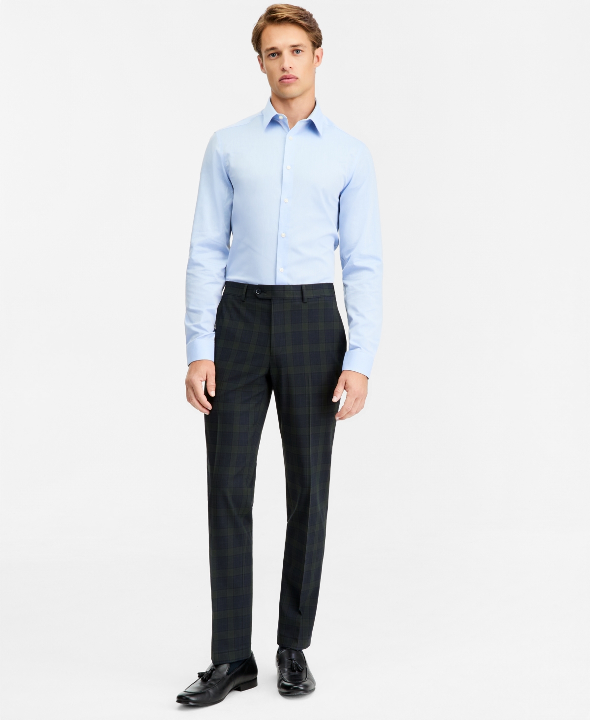 Click here for Bar Iii Mens Slim-Fit Green Tartan Suit Separates... prices