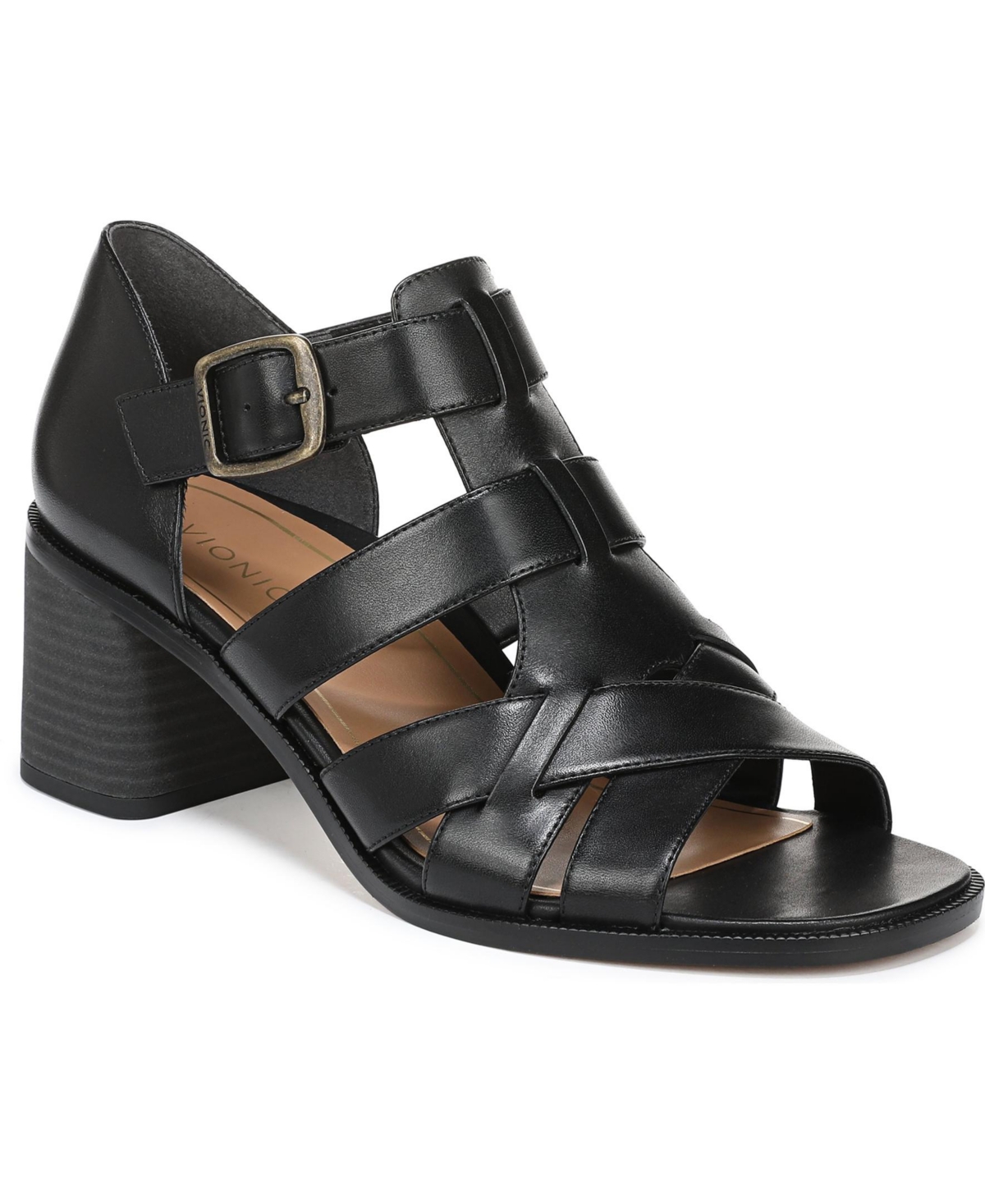 Click here for Vionic Womens Marcella Strappy Sandals - Black lea... prices