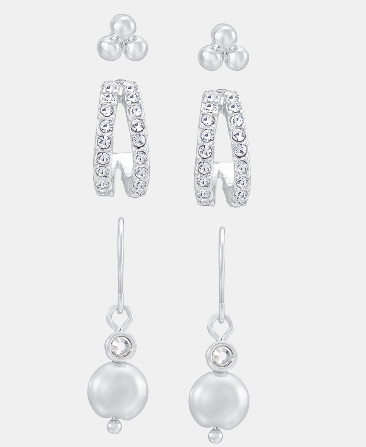 Click here for Anne Klein Silver-Tone Stud  Hoop and Drop Earring... prices