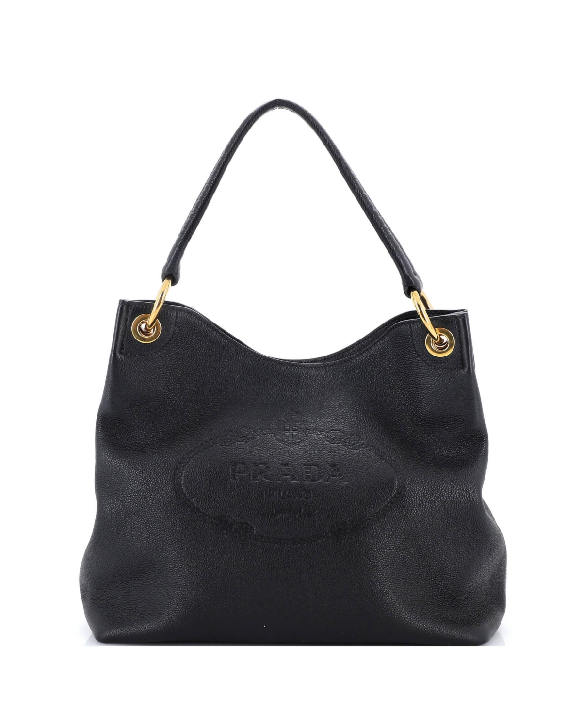 Click here for Pre-Owned Prada Medium Logo Hobo Embossed Vitello... prices