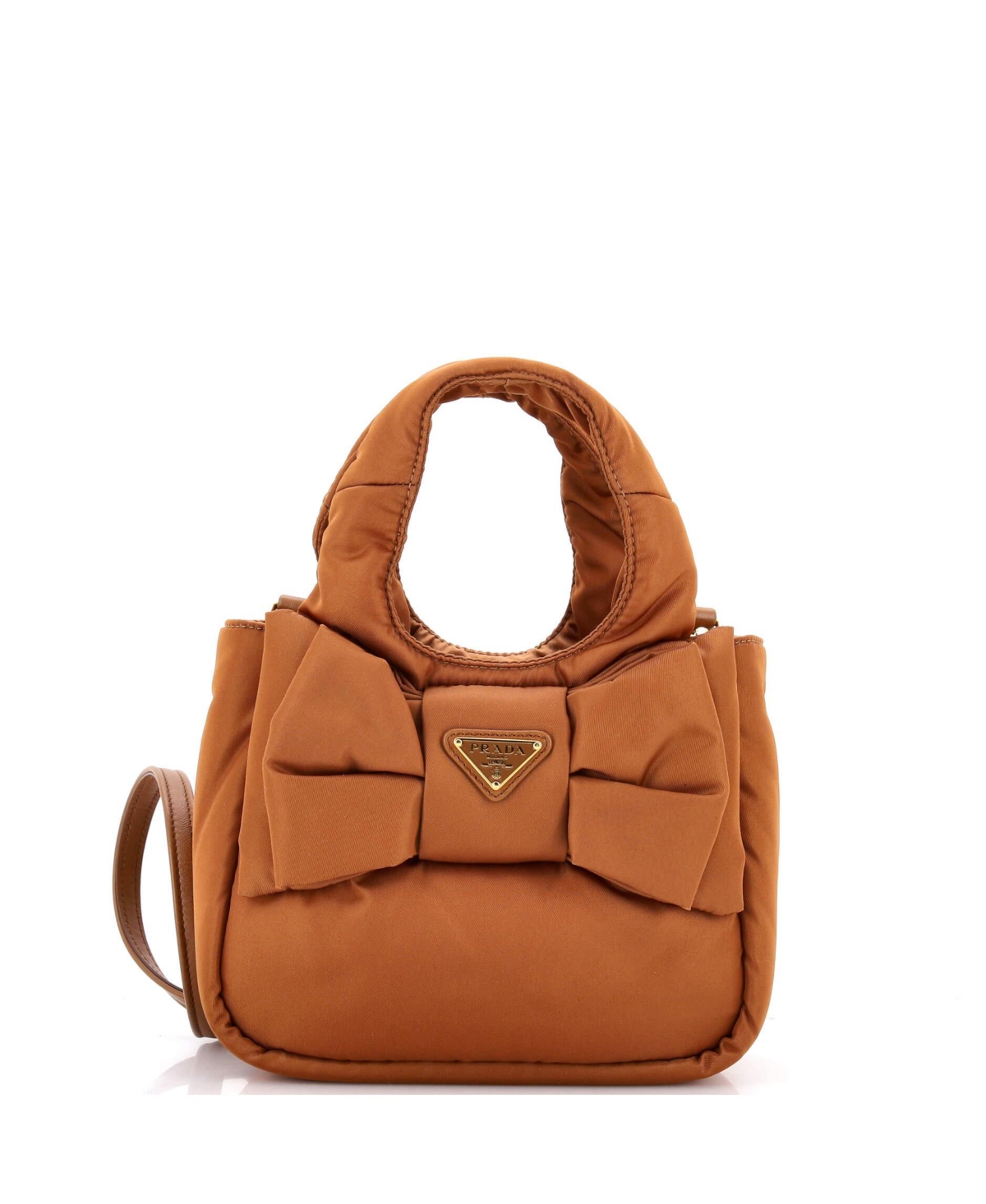 Click here for Pre-Owned Prada Mini Padded Bow Tote Re-Nylon - Br... prices