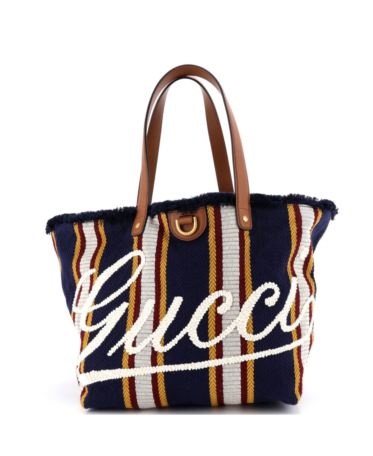 Click here for Pre-Owned Gucci Large Script Open Tote Embroidered... prices